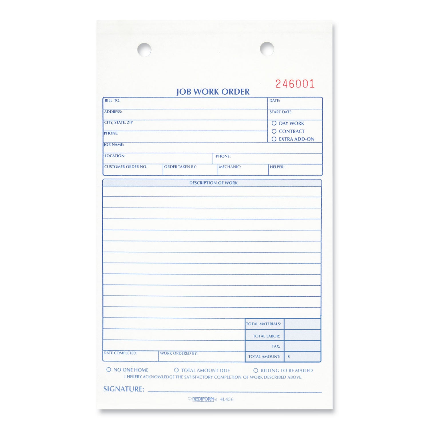 Rediform® Job Work Order Book - FORM,JOB WORK ORDER BK,WH – Whitley ...
